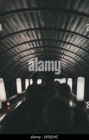 Dimly lit scene from the Moscow Metro, Russia Stock Photo - Alamy