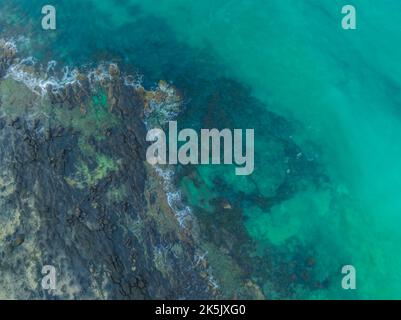 Sunrise aerial seascape at Broulee Beach on the South Coast of NSW ...