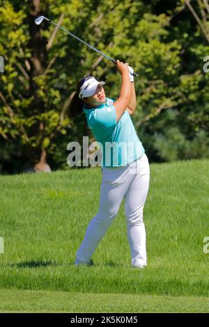 Hae Ran Ryu, of South Korea, watches her tee shot on the 14th hole ...