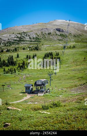 Sunshine Village, Alberta- Aug 7, 2022: The top of Sunshine Village’s ...