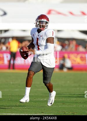 Washington State Cougars quarterback Cameron Ward (1) celebrates with ...