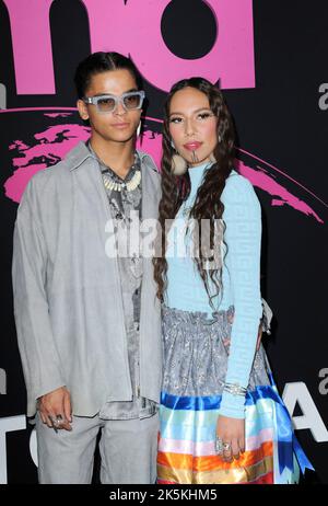 (L-R) D’Pharaoh Woon-A-Tai and Quannah Chasinghorse arrives at the 2022 ...