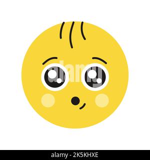 Interested round yellow character color line icon. Mascot of emotions ...