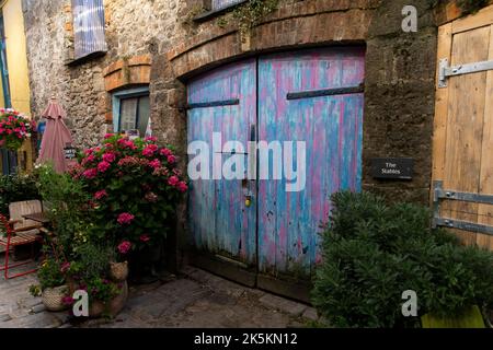 Historical Sergeants Lane, in Tenby, West Wales. Home of Harbwr Brewery ...