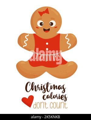 Card with Christmas gingerbread man and cool inscription Sweet as a ...