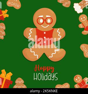Card with Christmas gingerbread man and cool inscription Sweet as a ...