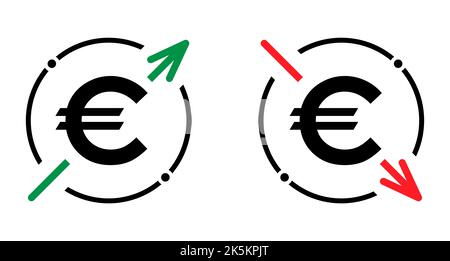 Set of cost symbol euro increase and decrease icon. Money vector symbol ...