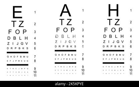 Set of Test visual measure icon, optical chart letter symbol ...