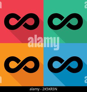 Set of Infinity geometric icon, mathematical tattoo symbol, endless ...