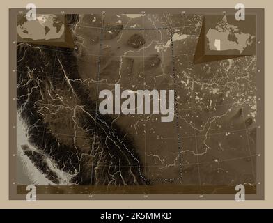 Alberta, province of Canada. Colored elevation map with lakes and ...