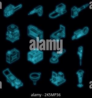 Gasoline tools icons set. Isometric set of gasoline tools vector icons ...