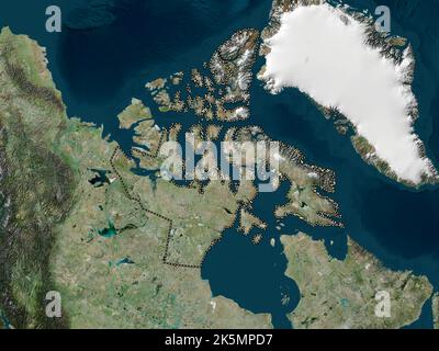 Nunavut, territory of Canada. High resolution satellite map. Corner ...
