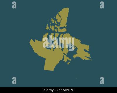 Nunavut, territory of Canada. Solid color shape. Corner auxiliary ...