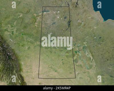 Saskatchewan, province of Canada. Low resolution satellite map. Corner ...