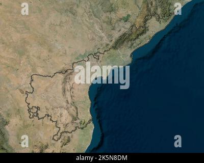 Andhra Pradesh, state of India. Low resolution satellite map. Locations ...