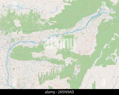 Assam, state of India. Open Street Map. Locations and names of major ...