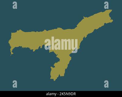 Assam, state of India. Solid color shape. Locations and names of major ...