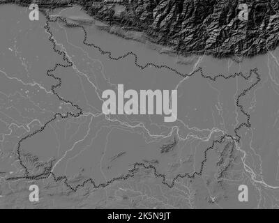 Bihar, state of India. Bilevel elevation map with lakes and rivers ...