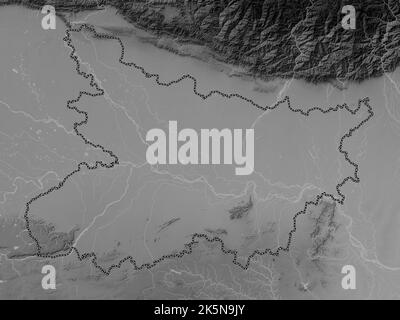Bihar, state of India. Grayscale elevation map with lakes and rivers ...