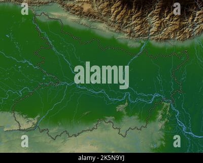 Bihar, state of India. Elevation map colored in wiki style with lakes ...
