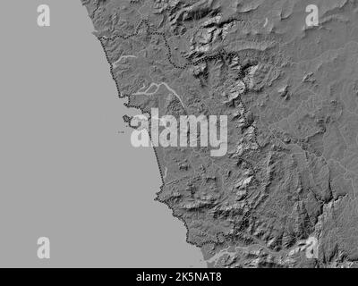 Goa, state of India. Bilevel elevation map with lakes and rivers ...