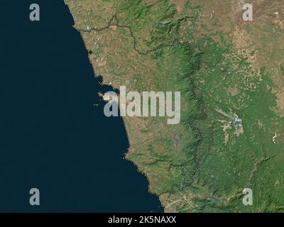 Goa, state of India. High resolution satellite map. Locations of major ...