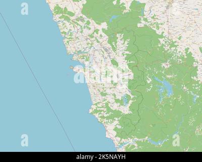Goa, state of India. Open Street Map. Locations and names of major ...