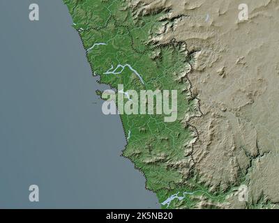 Goa, state of India. Colored elevation map with lakes and rivers Stock ...