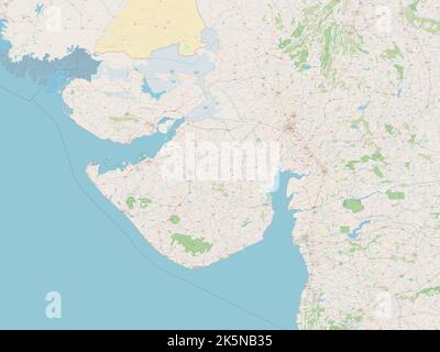 Gujarat, state of India. Open Street Map. Locations and names of major ...