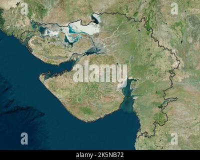 Gujarat, state of India. High resolution satellite map. Locations and ...