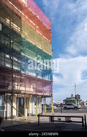 Scaffolding cover in pride colours, Brighton, UK Stock Photo - Alamy
