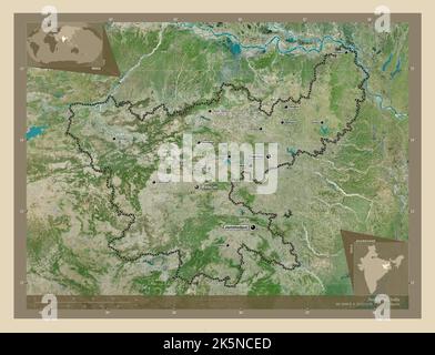 Jharkhand, state of India. High resolution satellite map Stock Photo ...