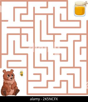 Maze puzzle for children. Help bee find flower. Kids activity sheet ...