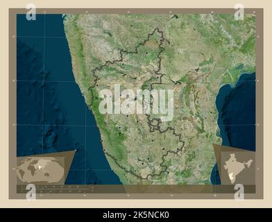 Karnataka, state of India. High resolution satellite map Stock Photo ...