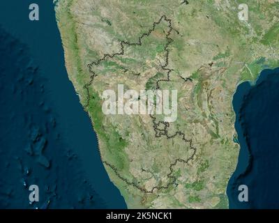 Karnataka, state of India. High resolution satellite map. Corner ...