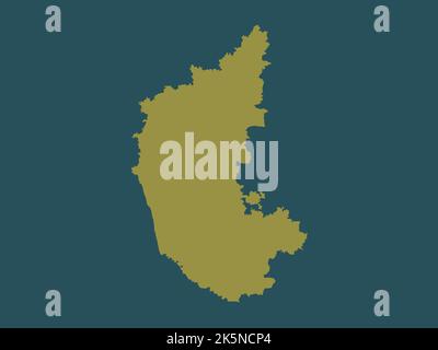 Karnataka, state of India. Solid color shape. Locations of major cities ...