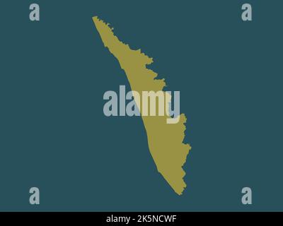 Kerala, state of India. Solid color shape. Locations and names of major ...