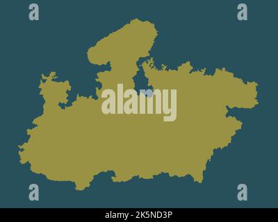 Madhya Pradesh, state of India. Solid color shape. Locations of major ...