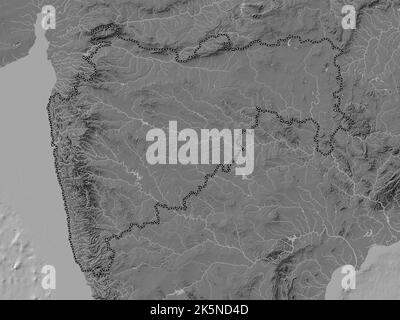 Maharashtra, state of India. Bilevel elevation map with lakes and ...