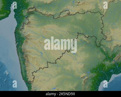 Maharashtra, state of India. Colored elevation map with lakes and ...