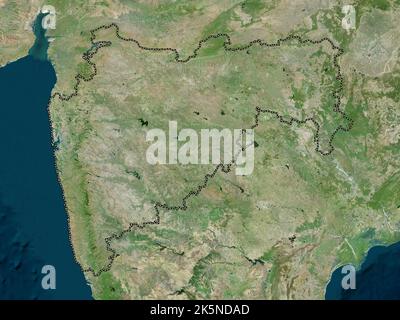 Maharashtra, state of India. High resolution satellite map. Locations ...