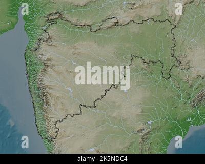 Maharashtra, state of India. Colored elevation map with lakes and ...