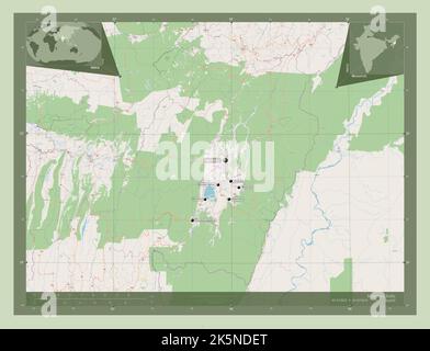 Manipur, state of India. Open Street Map. Locations of major cities of ...