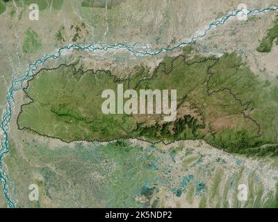 Meghalaya, state of India. High resolution satellite map. Locations of ...