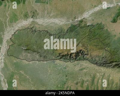 Meghalaya, state of India. Low resolution satellite map. Locations and ...