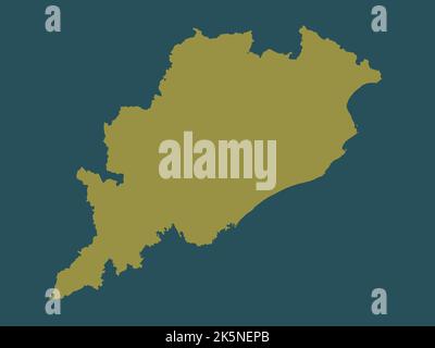 Odisha, state of India. Solid color shape. Locations and names of major ...