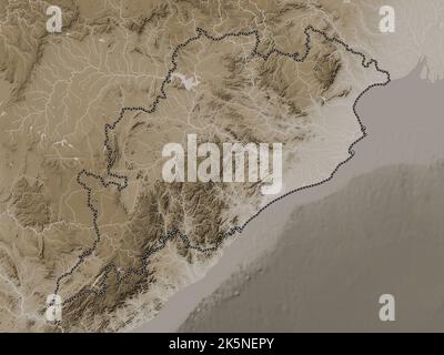 Odisha, state of India. Colored elevation map with lakes and rivers ...