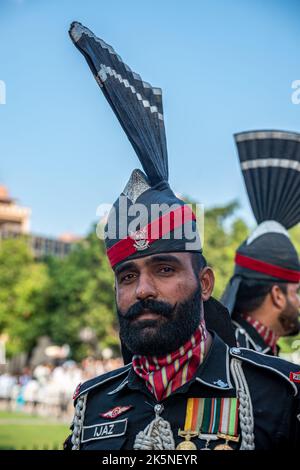 Pakistan Rangers before the lowering of the flag ceremony, Wagah border ...