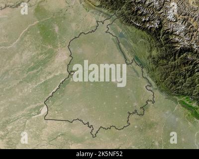 Punjab, state of India. Low resolution satellite map. Locations of ...