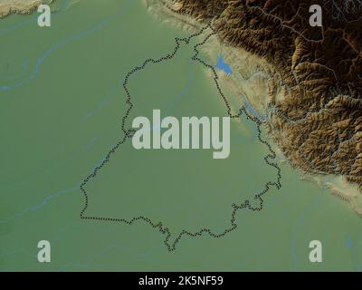 Punjab, state of India. Colored elevation map with lakes and rivers ...